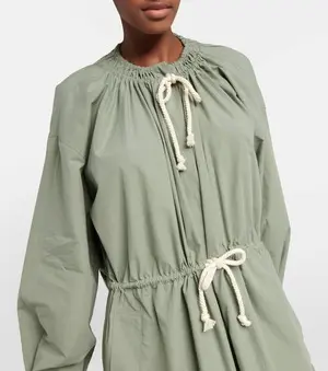 JIL SANDER Drawstring Cotton Poplin Midi Dress