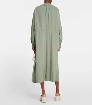 JIL SANDER Drawstring Cotton Poplin Midi Dress