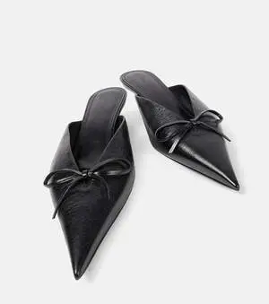 Balenciaga Knife Bow Leather Mules - Black
