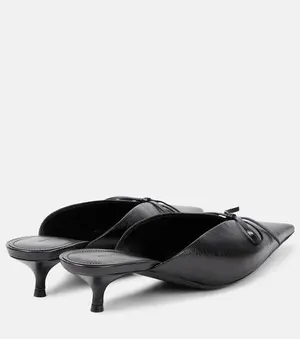 Balenciaga Knife Bow Leather Mules - Black