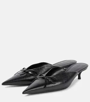 Balenciaga Knife Bow Leather Mules - Black