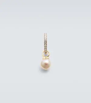 Mateo 14kt Single Hoop Earring With Diamonds And Freshwater Pearl - Gold