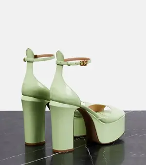 Valentino Garavani Vlogo Patent Leather Platform Sandals