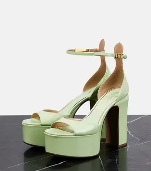 Valentino Garavani Vlogo Patent Leather Platform Sandals