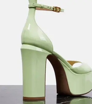 Valentino Garavani Vlogo Patent Leather Platform Sandals