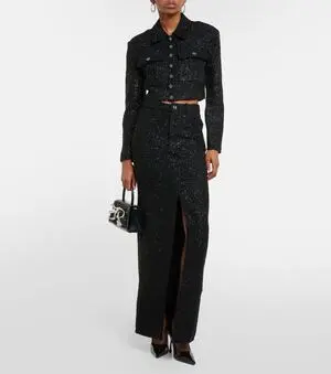 SELF-PORTRAIT Boucle Maxi Skirt