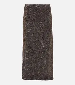 Altuzarra Milos Metallic Knit Maxi Skirt - Black
