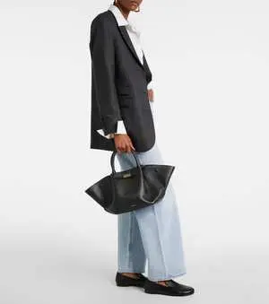 DEMELLIER New York Medium Leather Tote Bag - Black
