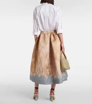 Dries Van Noten Printed High-rise Midi Skirt