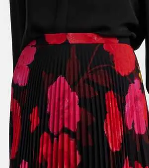 Erdem Pleated Floral Midi Skirt