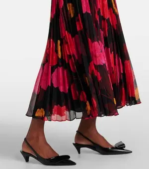 Erdem Pleated Floral Midi Skirt