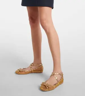 Valentino Garavani Rockstud Embellished Ballet Flats