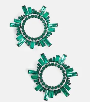 Amina Muaddi Begum Crystal-embellished Earrings - Green