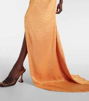 Costarellos Joa Gathered Halterneck Gown - Orange