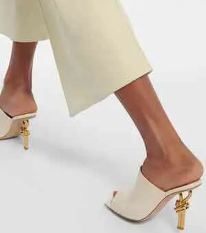 Bottega Veneta Knot Leather Mules - White