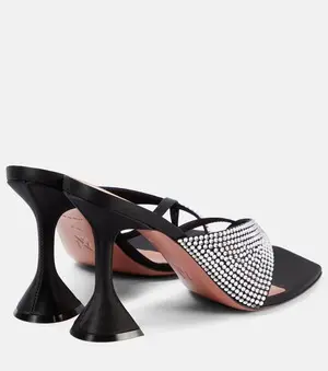 Amina Muaddi Embellished Satin Mules
