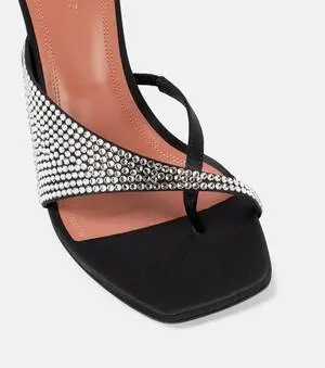 Amina Muaddi Embellished Satin Mules