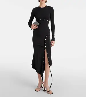 Amina Muaddi Embellished Satin Mules