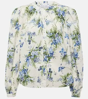 Veronica Beard Ashlynn Floral Cotton Shirt - White