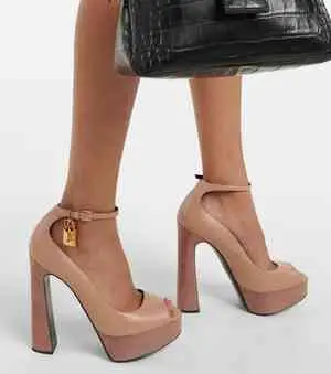 TOM FORD Padlock Platform Leather Sandals