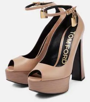 TOM FORD Padlock Platform Leather Sandals
