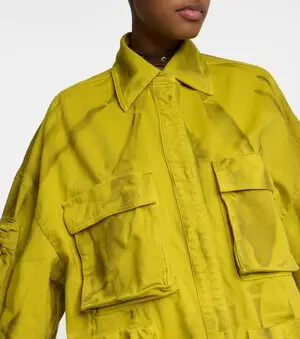 Attico Fern Cotton Biker Jacket In Hazelnut
