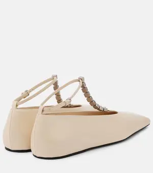 JIL SANDER Crystal-embellished Leather Ballet Flats
