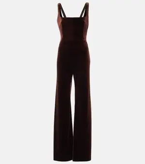 Galvan Vesper Velvet Jumpsuit - Brown