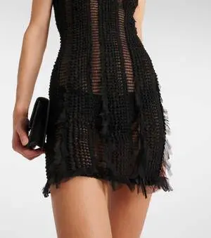 ROBERTA EINER Angel Tulle-trimmed Minidress - Black