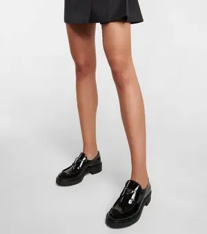 Prada Logo Patent Leather Loafers