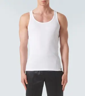 TOM FORD Ribbed Knit Cotton-blend Tank Top - White