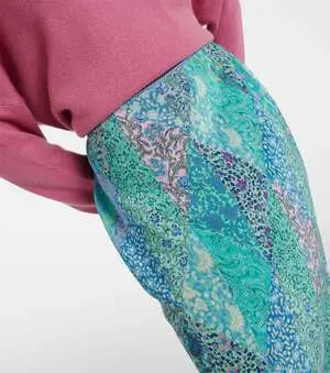 Rixo Ardith Patchwork Silk Midi Skirt