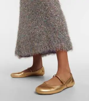 GIANVITO ROSSI Carla Metallic Leather Ballet Flats - Gold