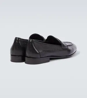 Brioni Appia Grained Leather Penny Loafers