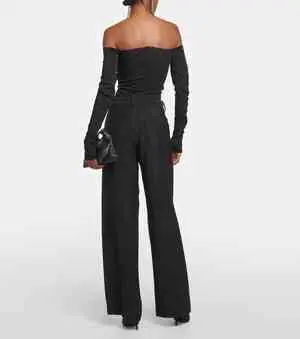 MUGLER Circle Off-shoulder Cutout Bodysuit