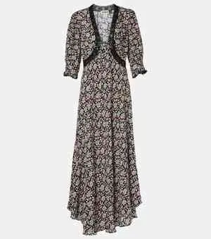 Rixo Amina Floral Crepe Midi Dress