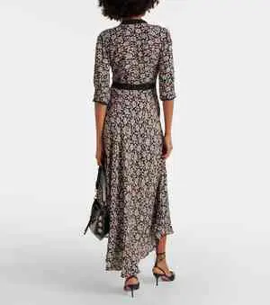 Rixo Amina Floral Crepe Midi Dress