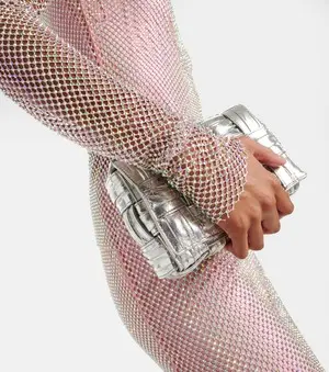 Sportmax Fishnet Embellished Turtleneck Top