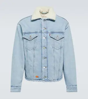 ERL Denim Trucker Jacket With Sherpa Collar