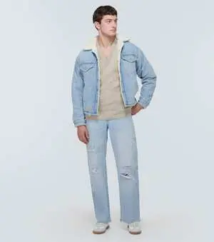 ERL Denim Trucker Jacket With Sherpa Collar