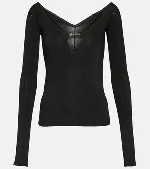 Jacquemus Le Haut Pralu Ribbed-knit Top - Black