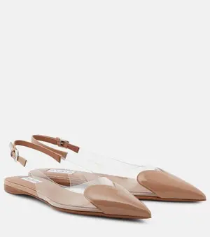 Alaïa Le Cour Patent Leather And Pu Slingback Flats - Beige