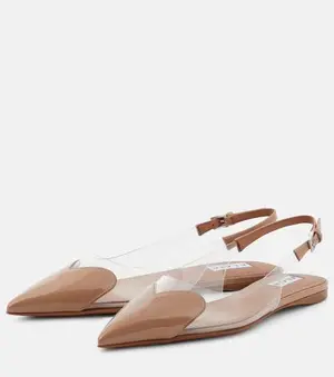 Alaïa Le Cour Patent Leather And Pu Slingback Flats - Beige