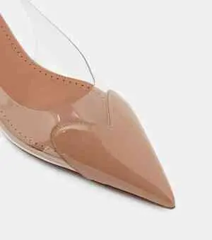 Alaïa Le Cour Patent Leather And Pu Slingback Flats - Beige