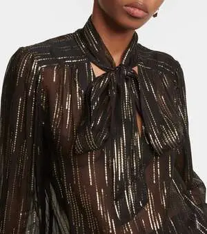 Rixo Moss Metallic Jacquard Blouse