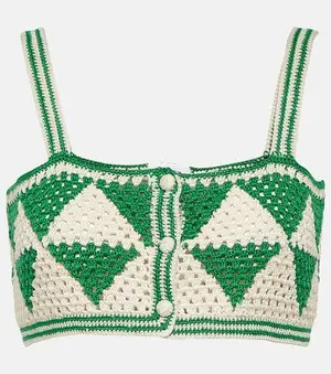 Anna Kosturova Maija Crochet Crop Top - Green