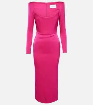 Alex Perry Crepe Satin Midi Dress
