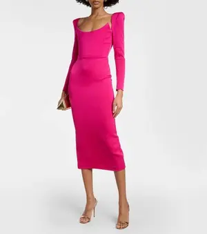 Alex Perry Crepe Satin Midi Dress