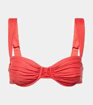 Faithfull The Brand Balconette Ruched Bikini Top - Red