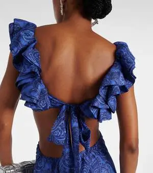 Zimmermann Ruffled Paisley Silk Midi Dress